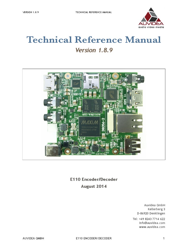 Technical Reference Manual: E110 Encoder/Decoder August 2014 | PDF ...