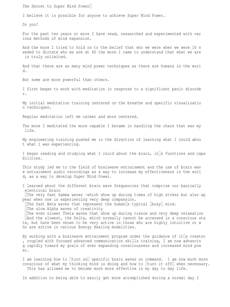 The Secret To Super Mind Power | PDF | Meditation | Cognition