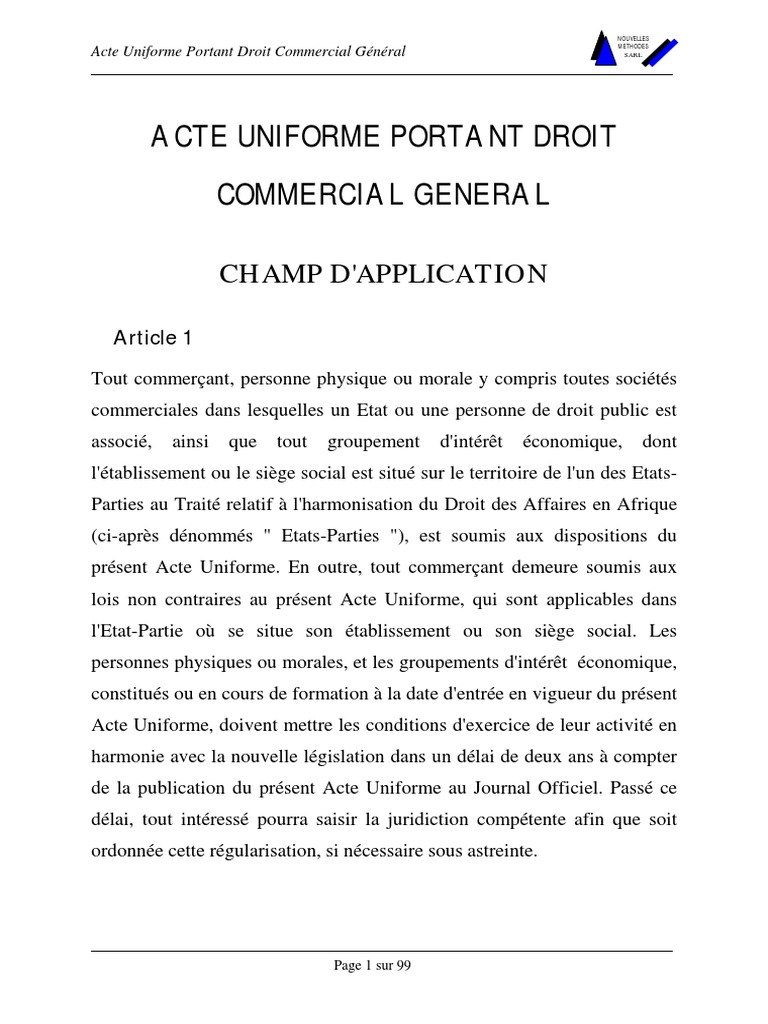 Droit Ccial General Ohada | PDF