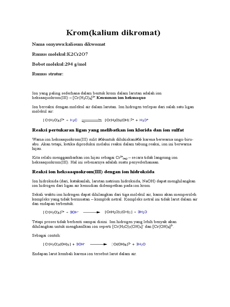 Kalium Dikromat | PDF