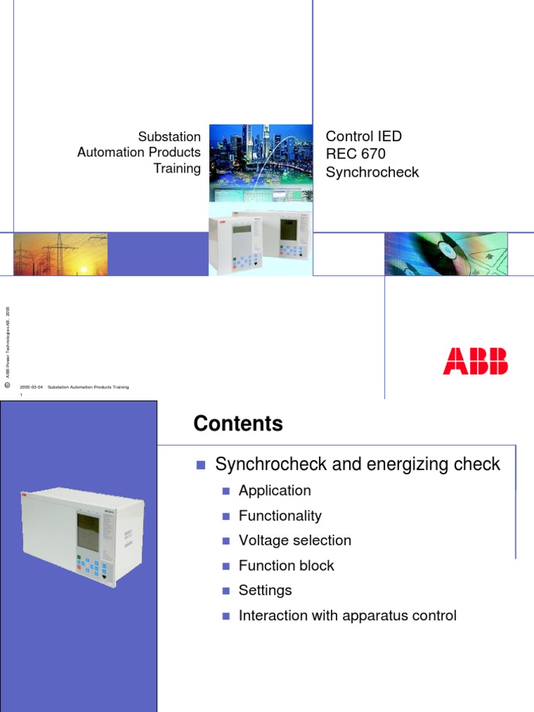 ABB REC 670 Synchrocheck | Electrical Substation | Automation