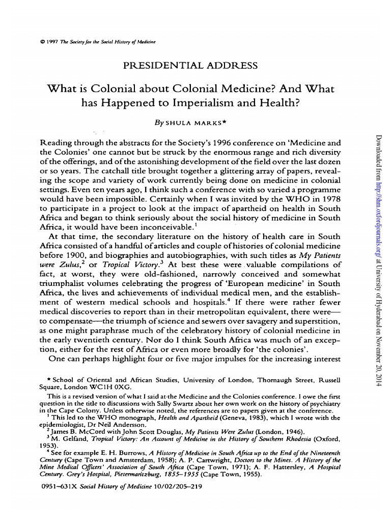 What is Colonial About Colonial Medicine | Colonialism | Race (Human ...