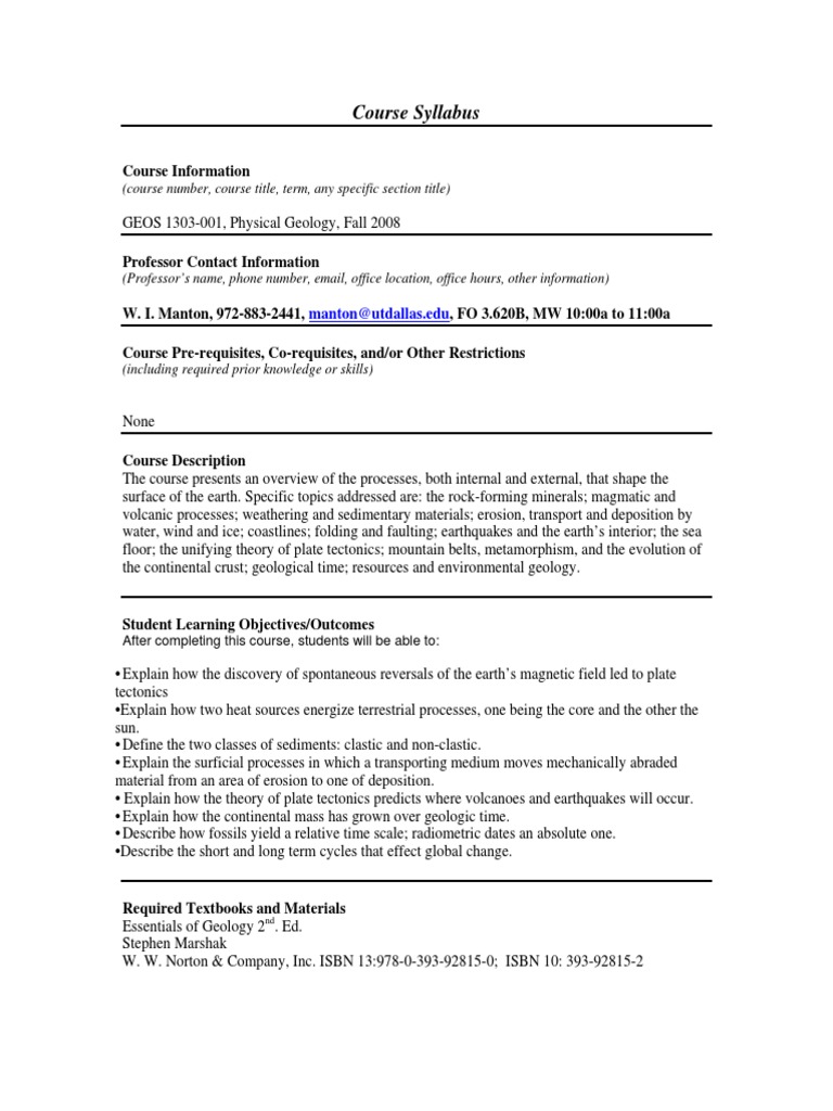 UT Dallas Syllabus For Geos1303.001.08f Taught by William Manton ...