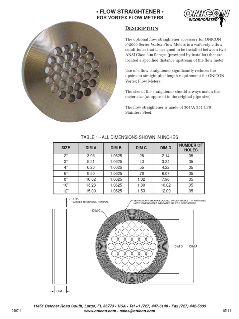 Flow Straightener for Vortex Meters | PDF | Pipe (Fluid Conveyance) | Valve