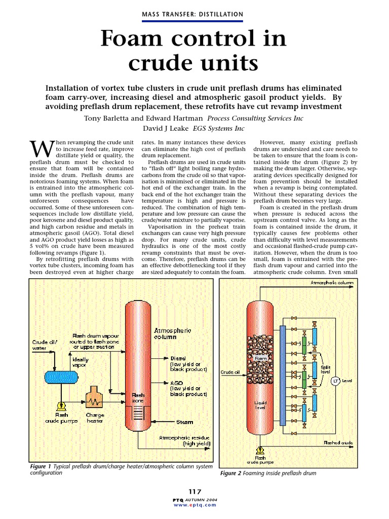 Foam Control in Crude Unit Preflash Drums | PDF | Distillation | Foam