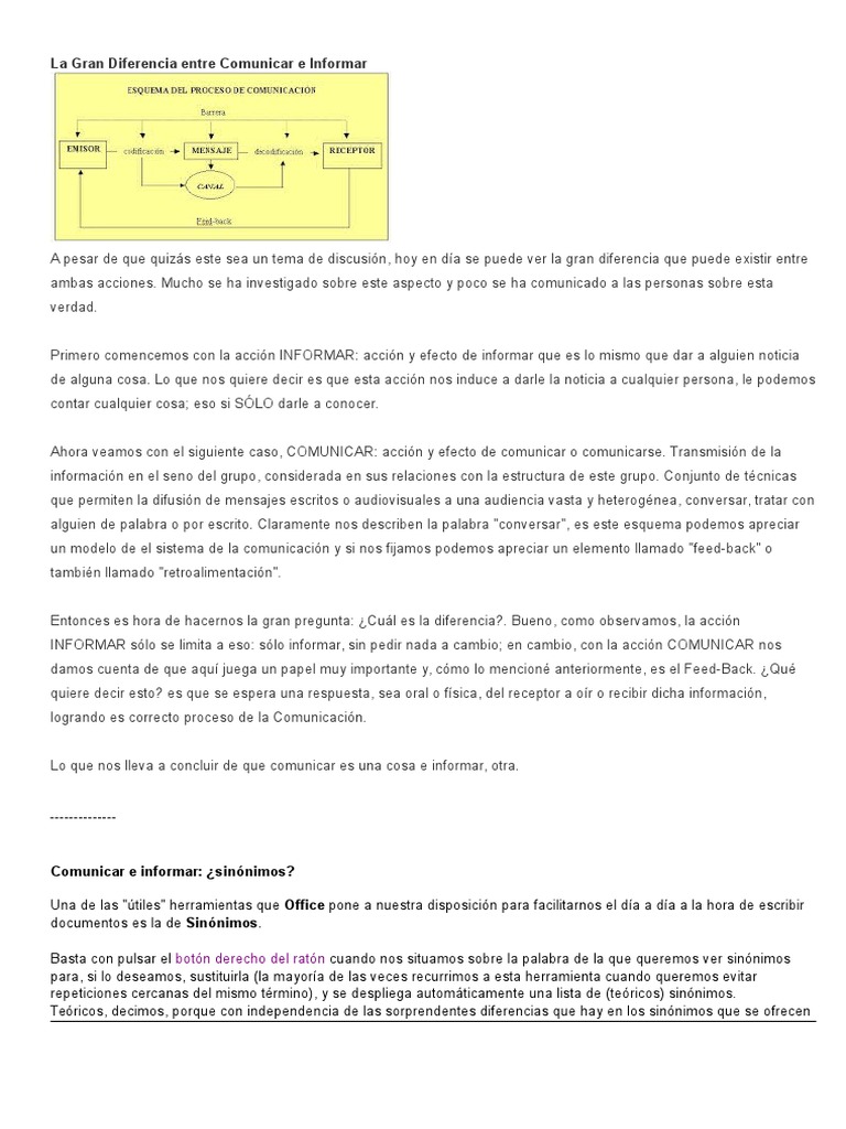 Comunicar vs Informar: Claves y Diferencias | PDF | Información ...