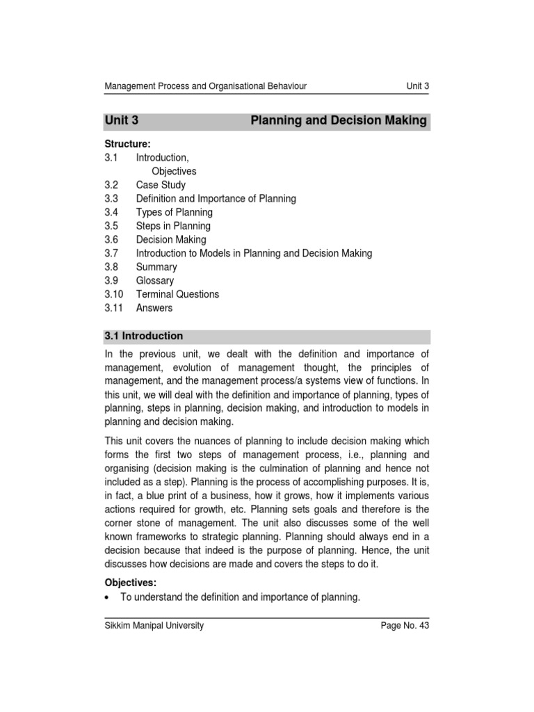 SLM-Unit 03 | PDF | Strategic Management | Goal