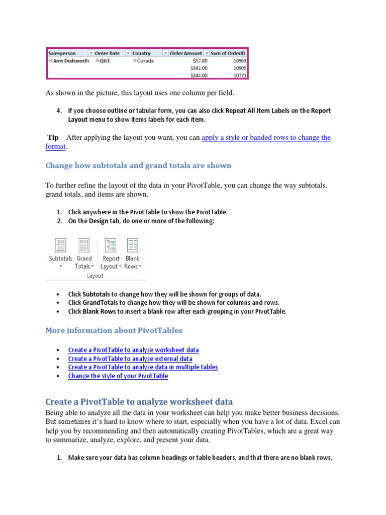 Change How Subtotals and Grand Totals Are Shown: Tip After Applying The ...