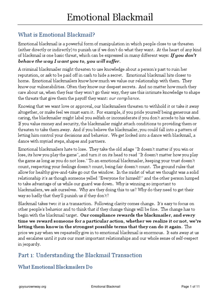 Emotional Blackmail | PDF | Anger | Guilt (Emotion)
