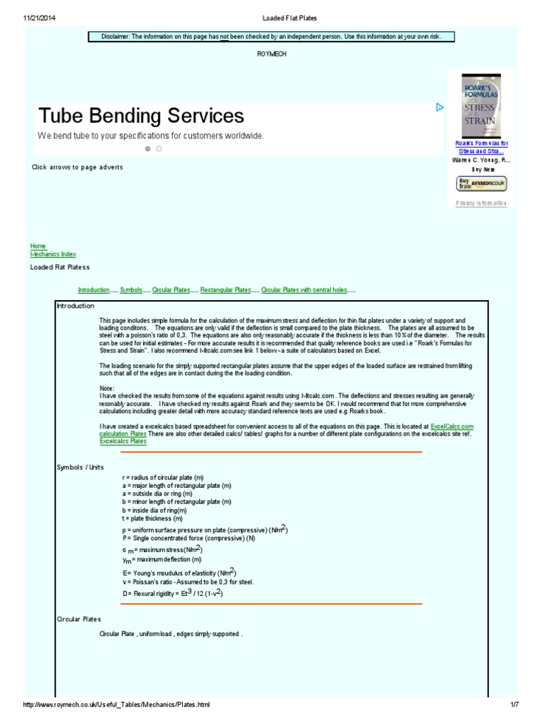 Loaded Flat Plates | Download Free PDF | Bending | Chemistry