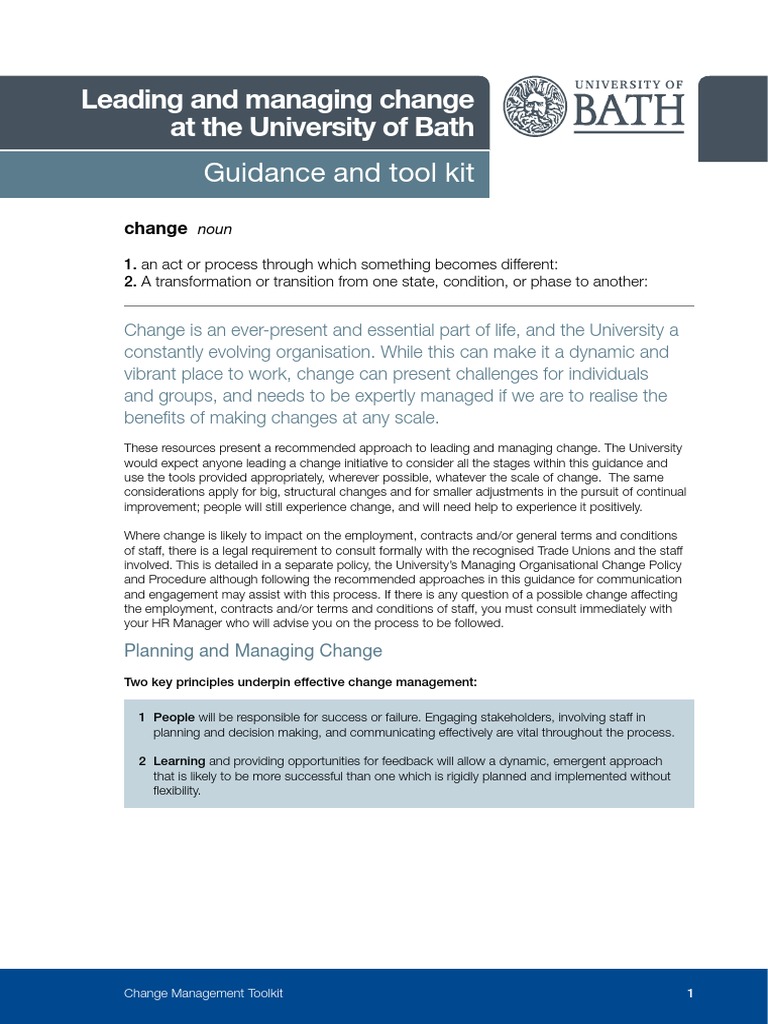 Managing Change Toolkit | PDF | Change Management | Project Management