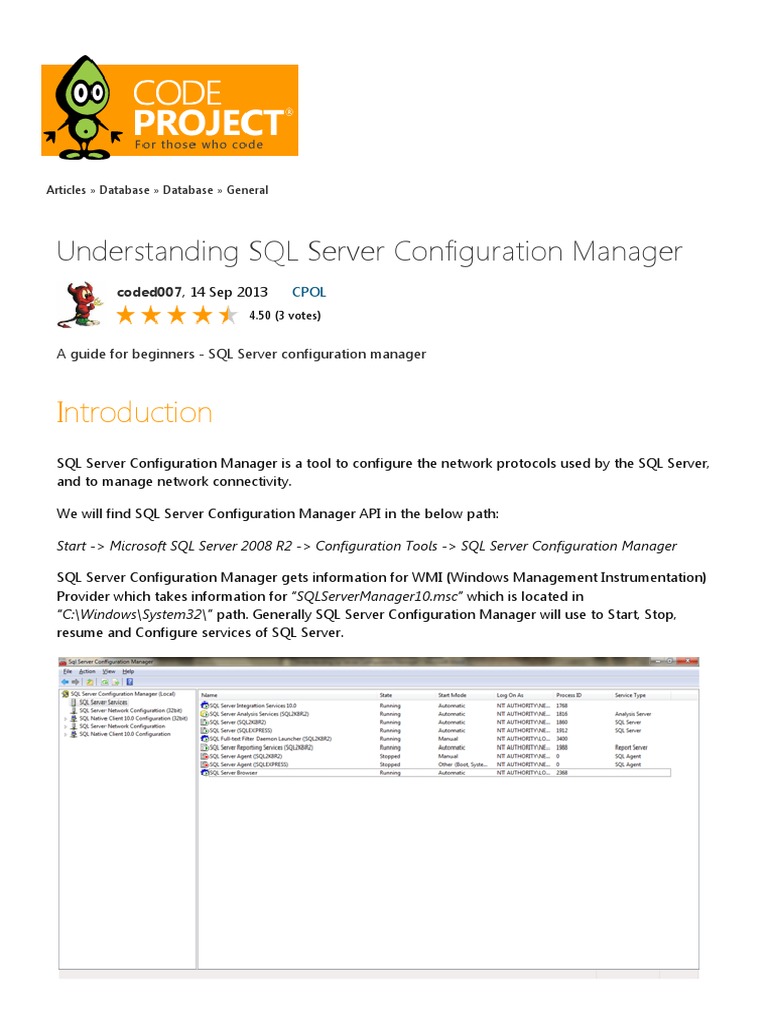 Understanding SQL Server Configuration Manager - CodeProject | PDF ...