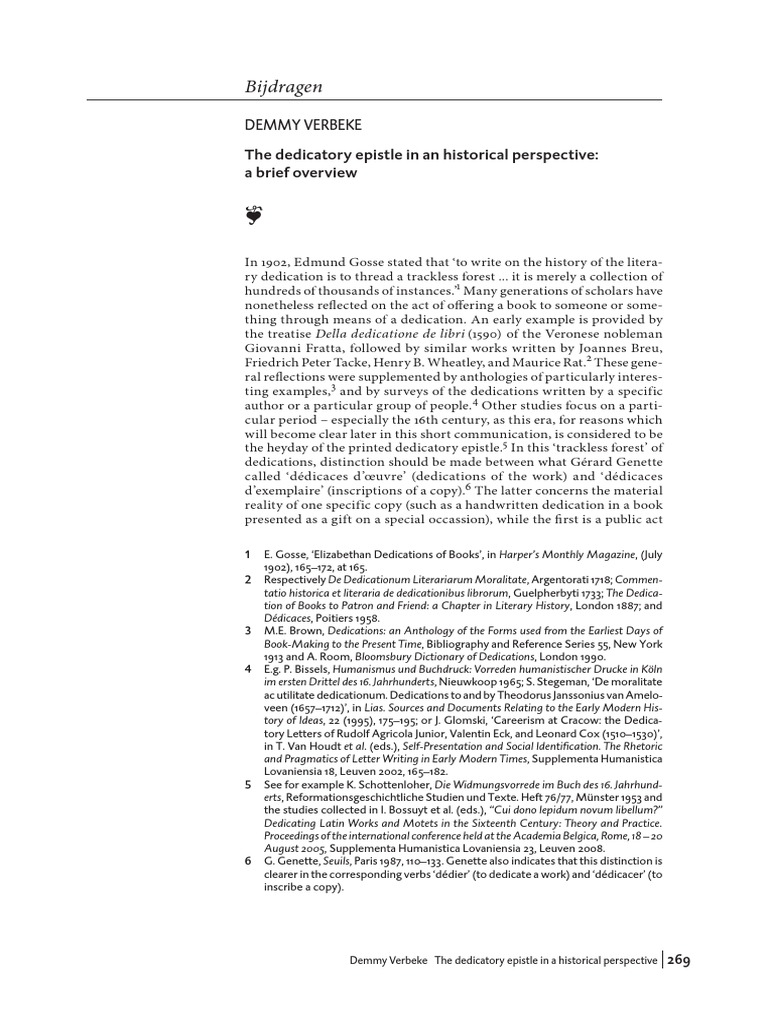 The Dedicatory Epistle in An Historical Perspective: A Brief Overview ...