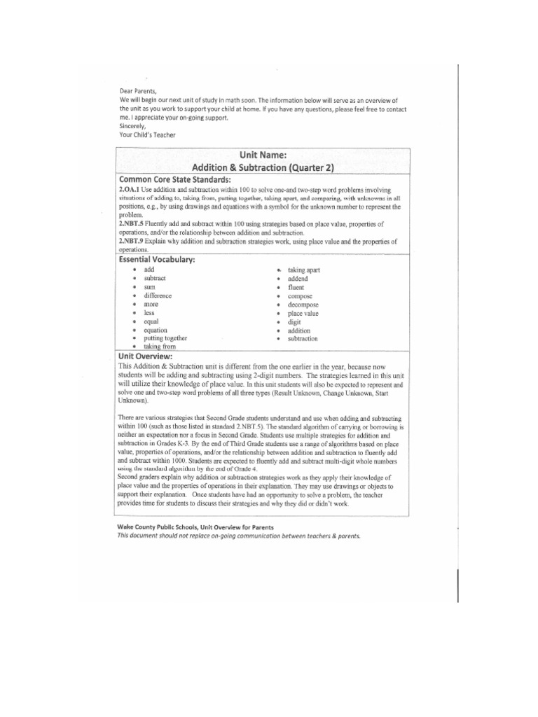 G2 Common Core Math WCPSS Worksheets and Instructions | PDF
