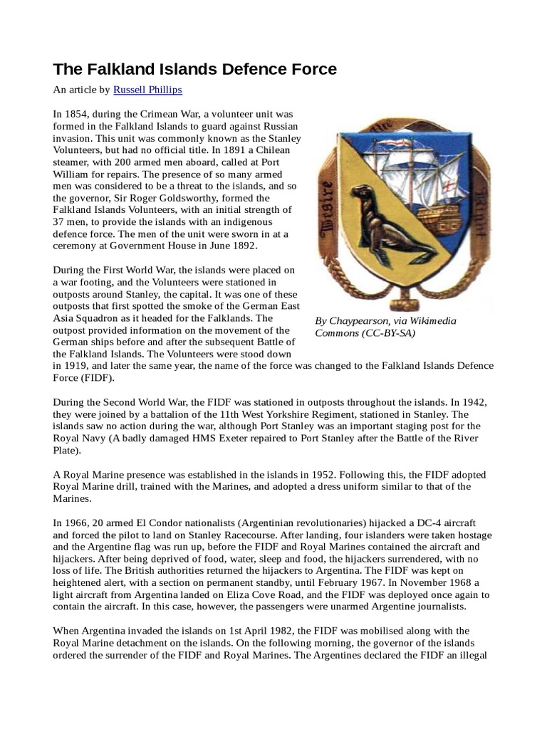 The Falkland Islands Defence Force | PDF | Military | Military Science