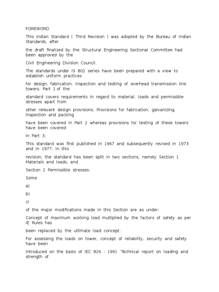 Code of Structural Transmission Line Tower | PDF | Structural Load | Screw