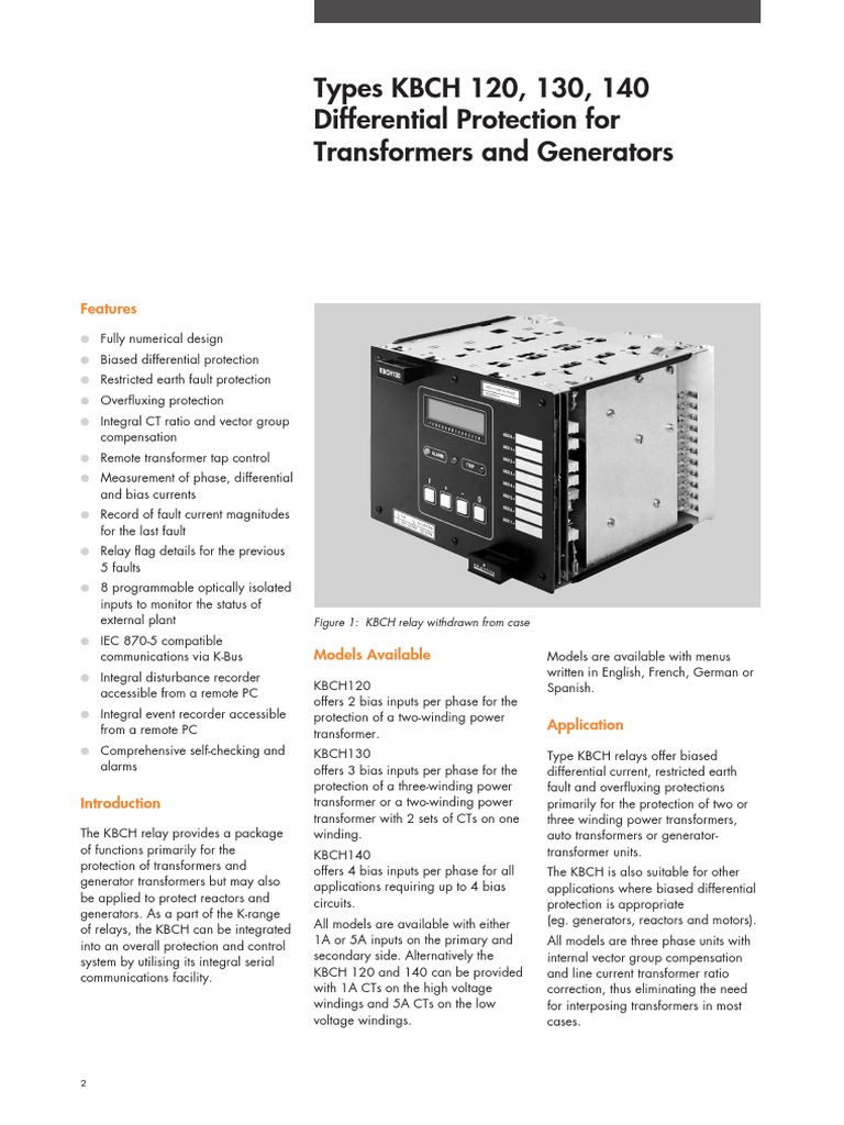 Areva KBCH Transformer Diff Relay | PDF | Relay | Electrostatic Discharge