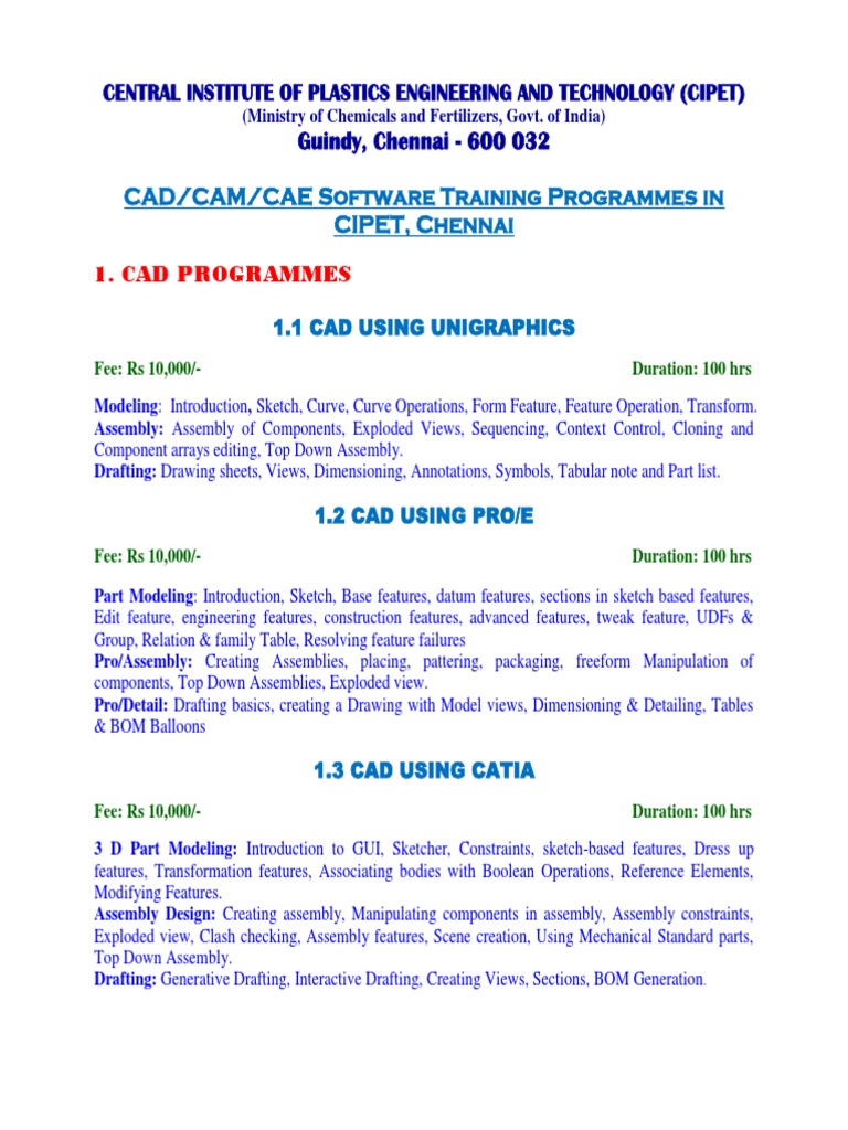 Cadcamcae Course Cipet Chennai - 25!10!2011 | PDF | Technical Drawing ...