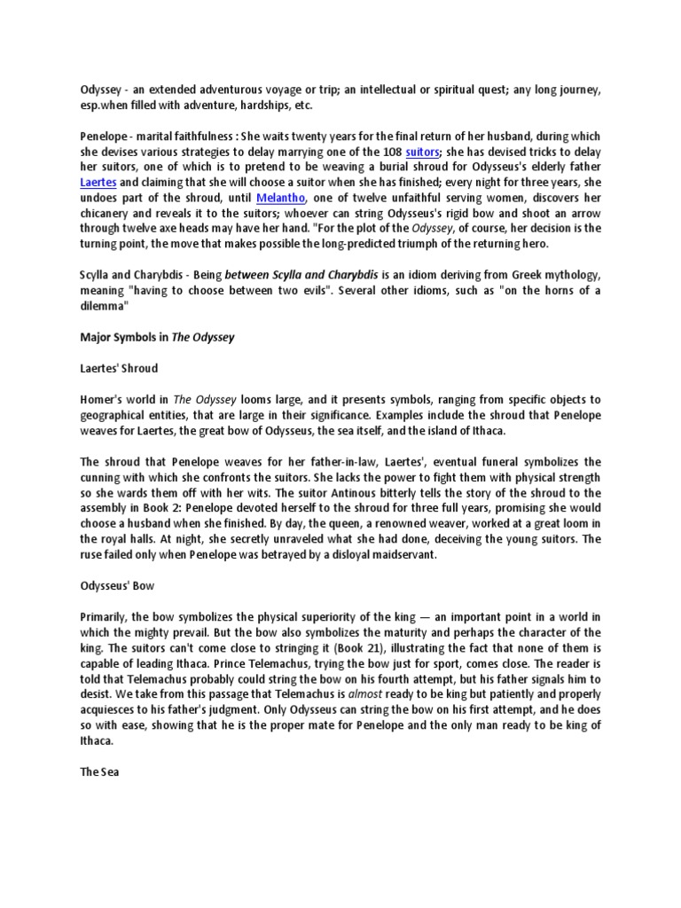 Suitors Laertes Melantho: Major Symbols in The Odyssey | PDF | Penelope ...