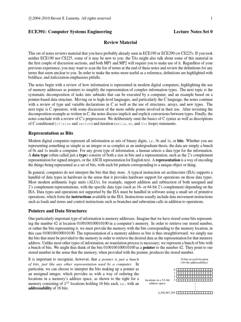 Computer Systems Engineering Student Notes | PDF | Array Data Structure ...