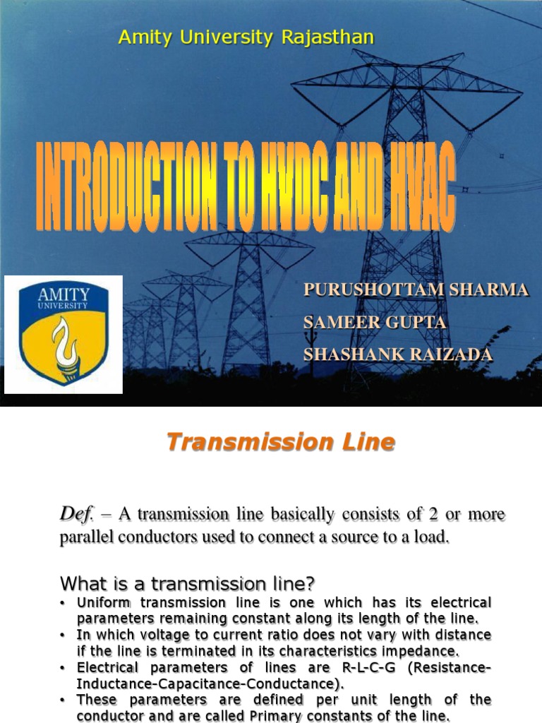 HVDC Presentation (Amity) | PDF | High Voltage Direct Current | Transmission Line