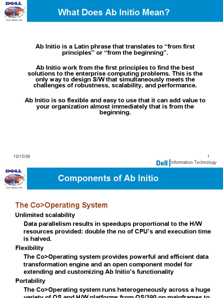 What Does Ab Initio Mean?: 10/15/08 1 Information Technology | PDF ...