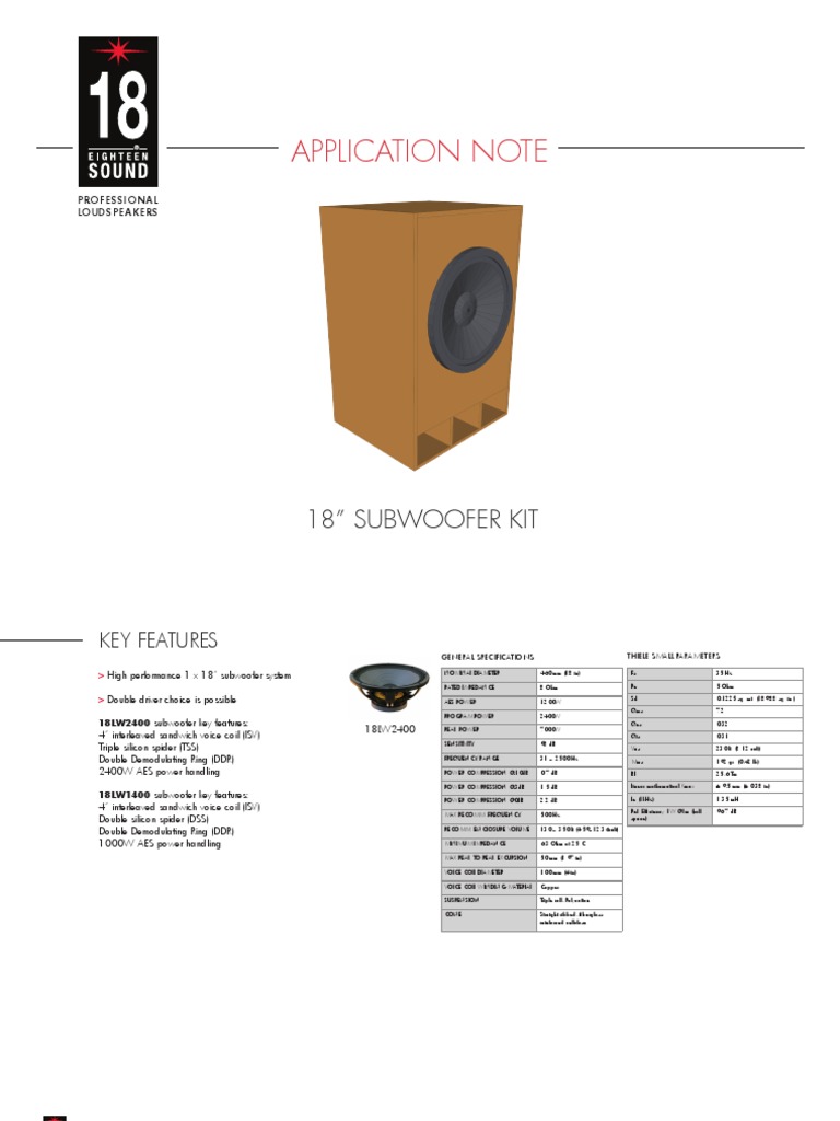 18sound - 18 Subwoofer Kit | PDF | Audio Engineering | Electronics