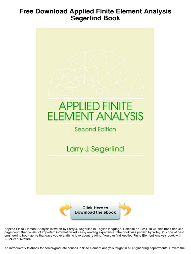 Applied Finite Element Analysis Segerlind Pdf Finite Element Method