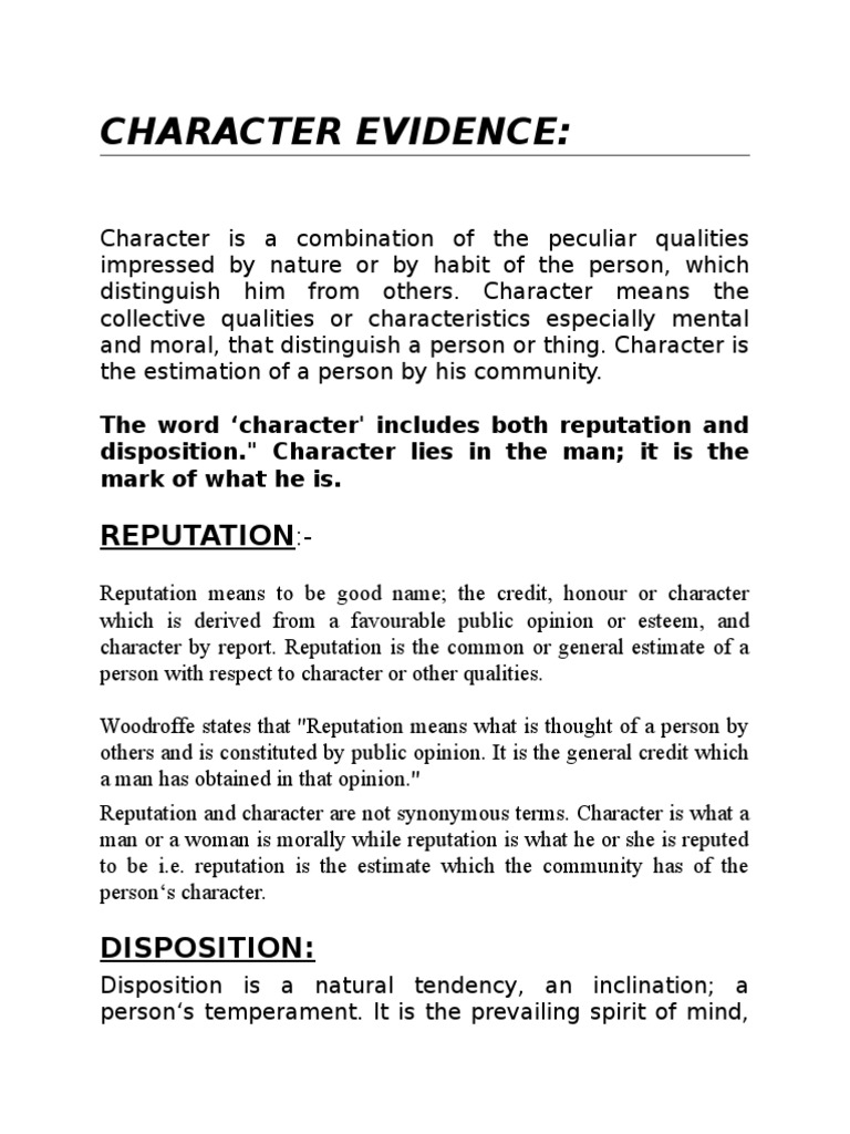 Character Evidence | PDF | Evidence (Law) | Criminal Procedure