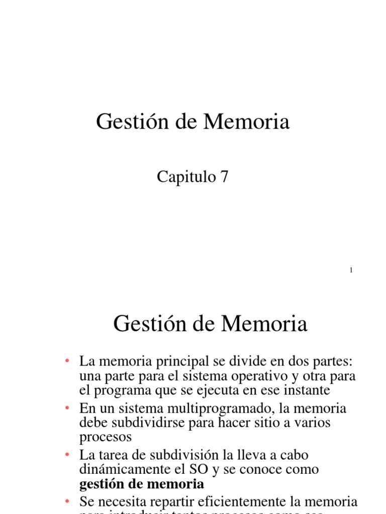 Capitulo 7 Gestion De Memoria Pdf Programa De Computadora