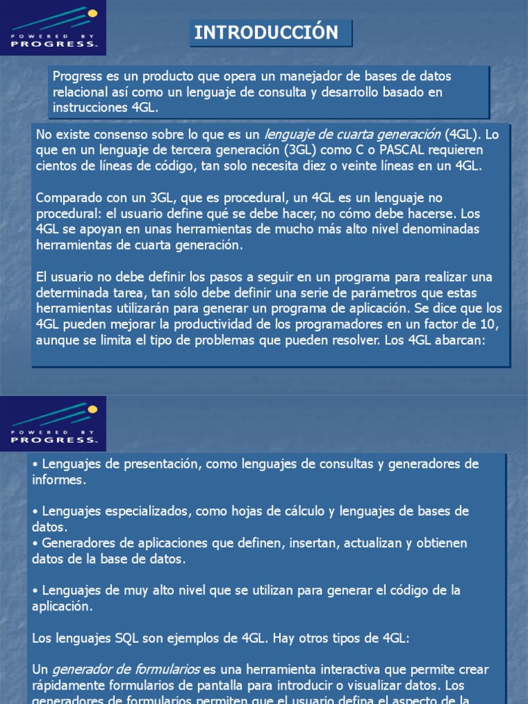 Primera de Progress | PDF | Bases de datos | Lenguaje de programación