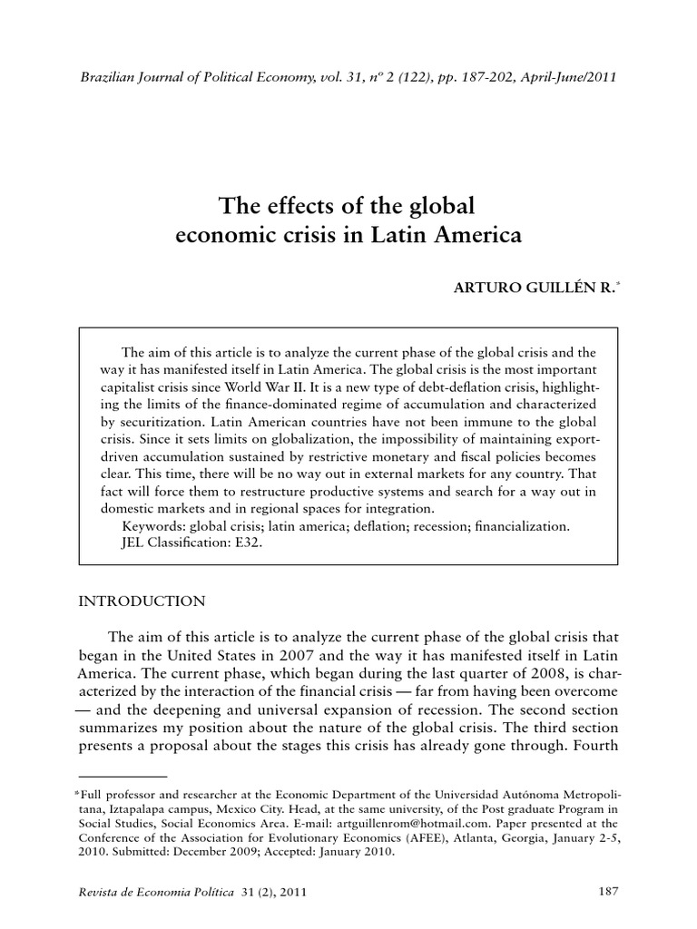 The Effects of The Global Economic Crisis in Latin America | PDF ...