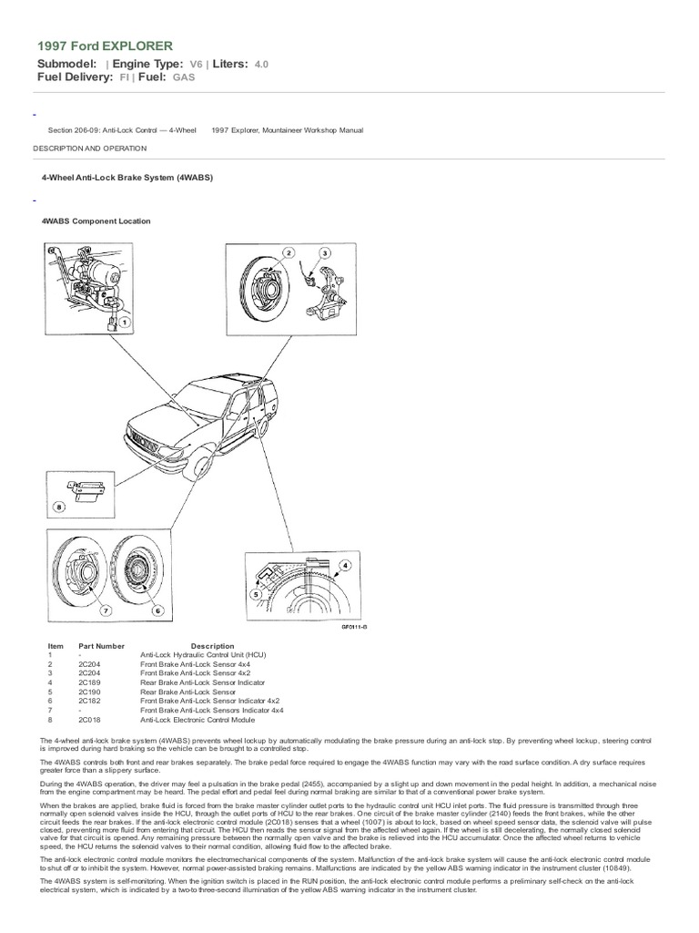 4 Wheel Anti Lock Brake System 4wabs Description and Operation | PDF ...