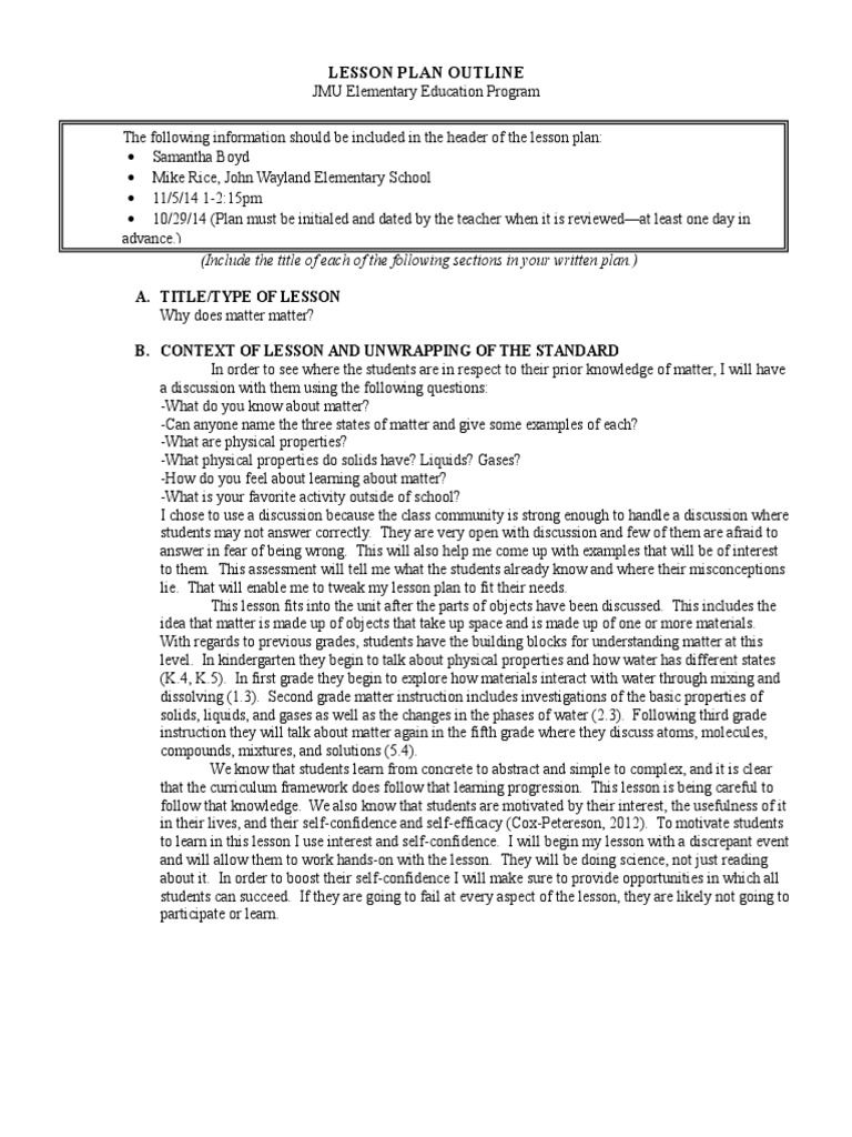 Final Science Lesson Plan and Reflection | PDF | Lesson Plan | Gases