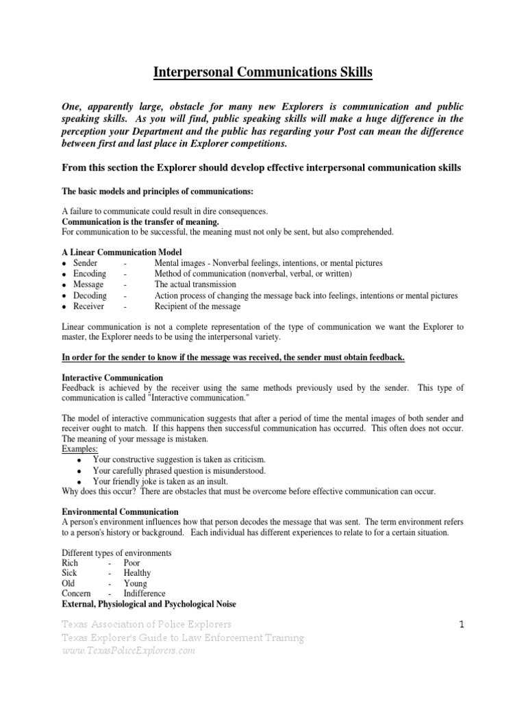 Interpersonal Communications Skills | PDF | Interpersonal Communication | Nonverbal Communication