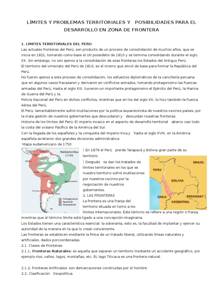 Limites y Problemas Territoriales del Perú | Perú | Ecuador