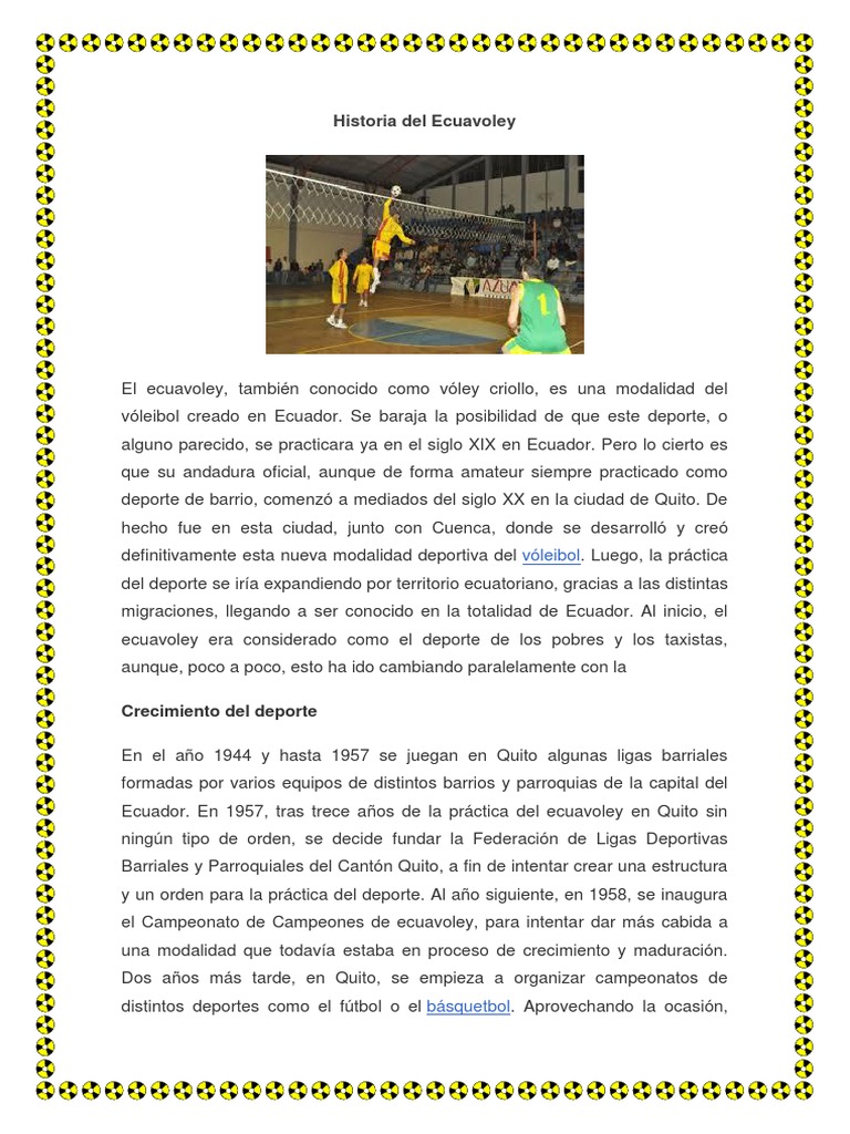 Historia Del Ecuavoley | PDF | Vóleibol | Deportes