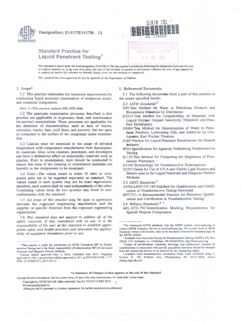 Astm E1417 E1417m 13 | PDF