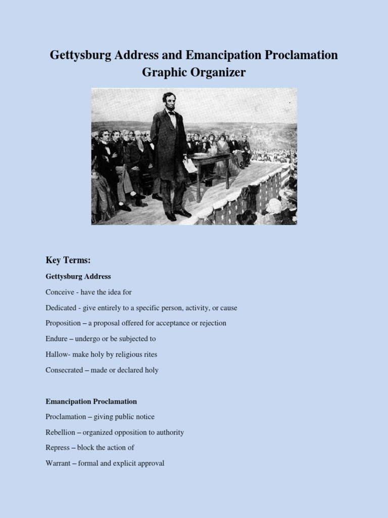 Gettysburg Address & Emancipation Proclamation Guide | PDF ...