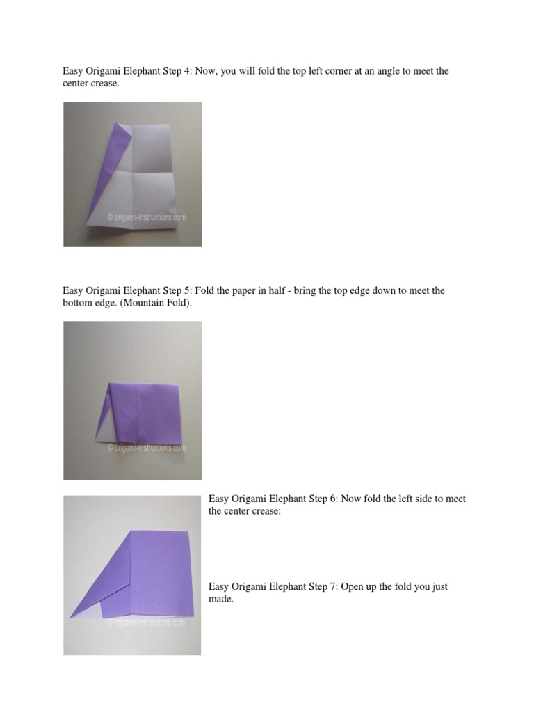 Easy Origami Elephant Step 4 | PDF | Language Arts & Discipline | Self ...