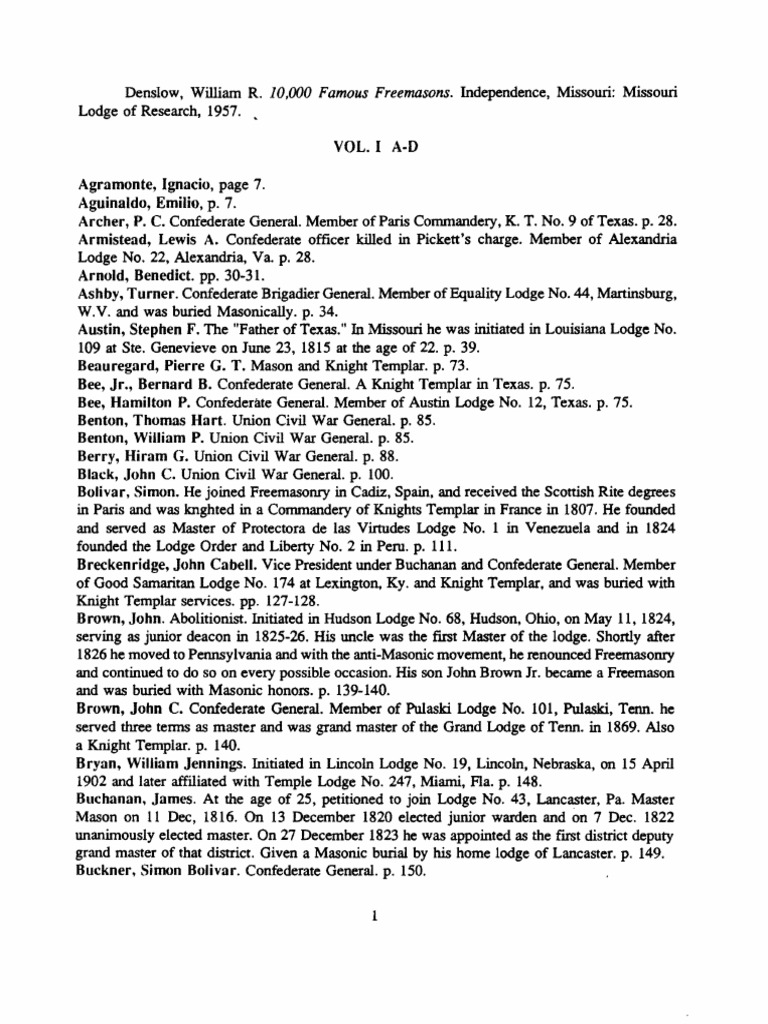 10,000 Famous Freemasons (List) | Freemasonry | American Civil War