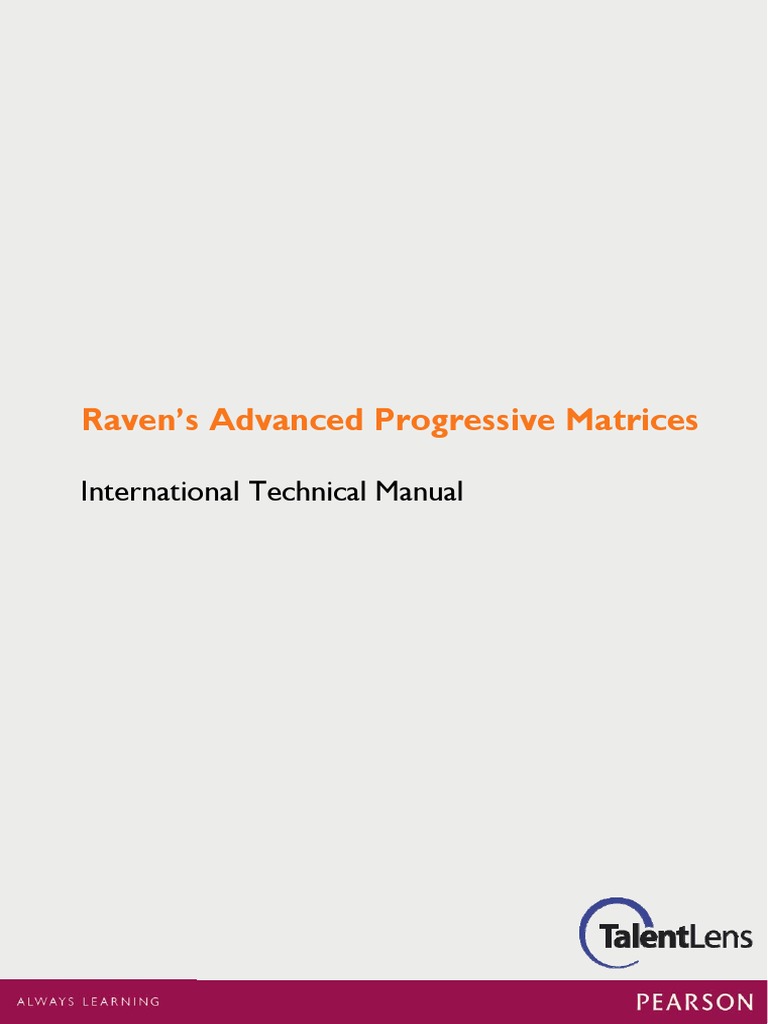 Raven's Apm International Technical Manual | PDF | Validity (Statistics ...
