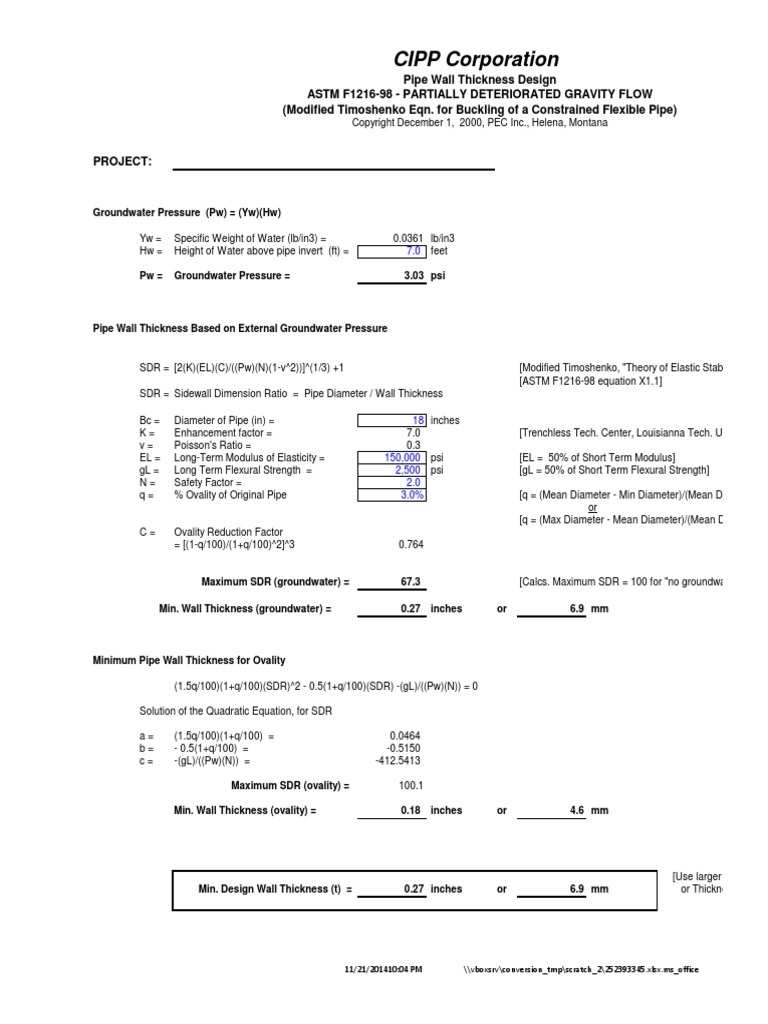 CIPP Design | PDF | Strength Of Materials | Chemical Product Engineering