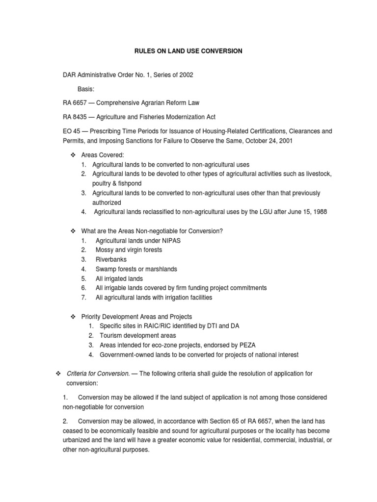 Rules On Land Use Conversion | PDF | Agriculture | Government
