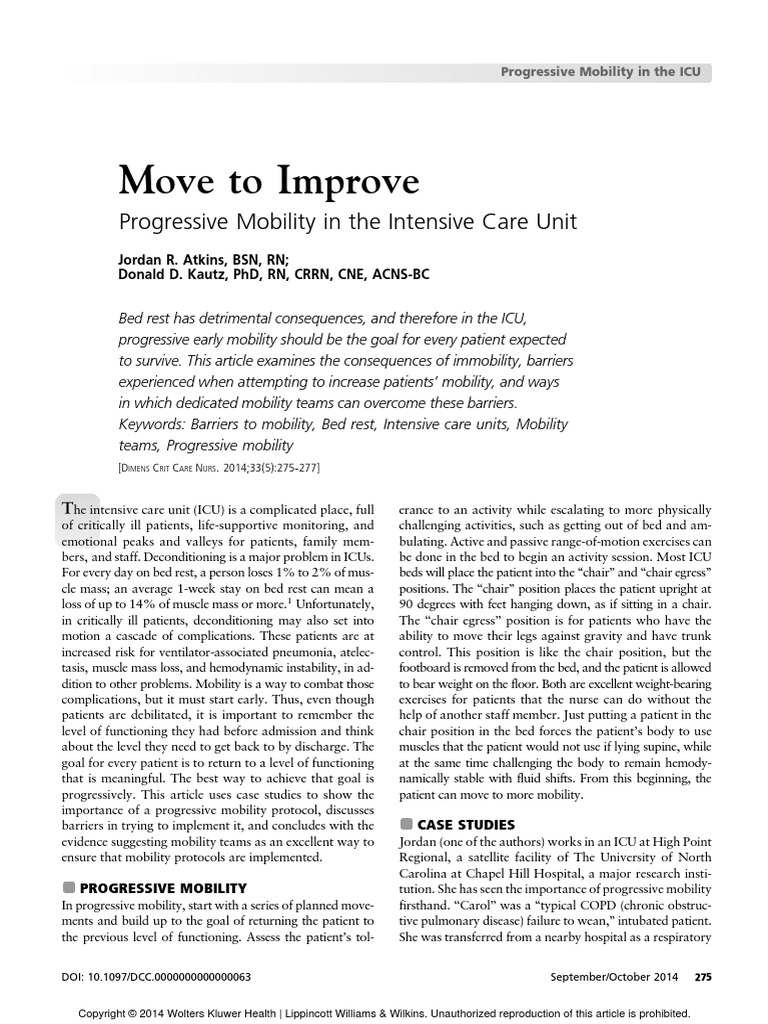 Move To Improve Progressive Mobility in ICU | PDF | Intensive Care Unit ...