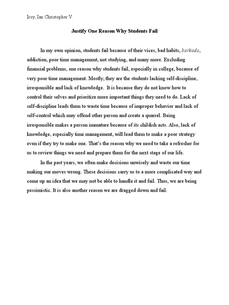 Justify One Reason Why Students Fail | PDF | Wellness