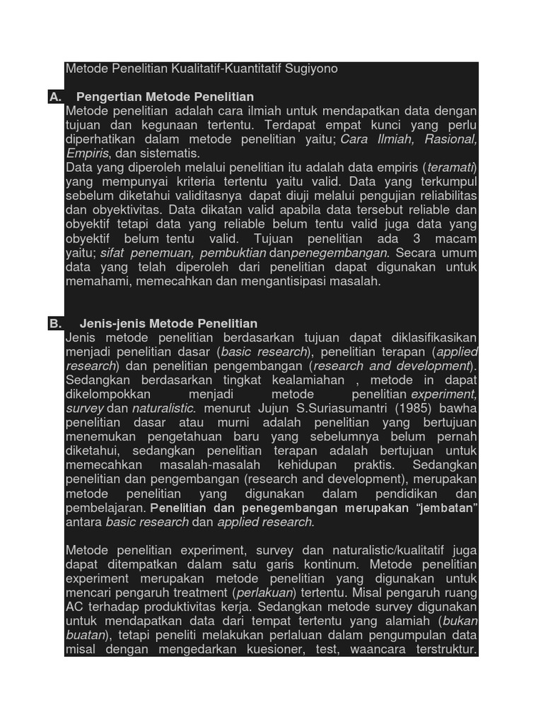 Metodologi Penelitian Sugiyono | PDF