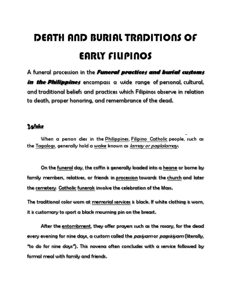 Filipino Death and Burial Traditions | PDF | Social Science | Religion ...