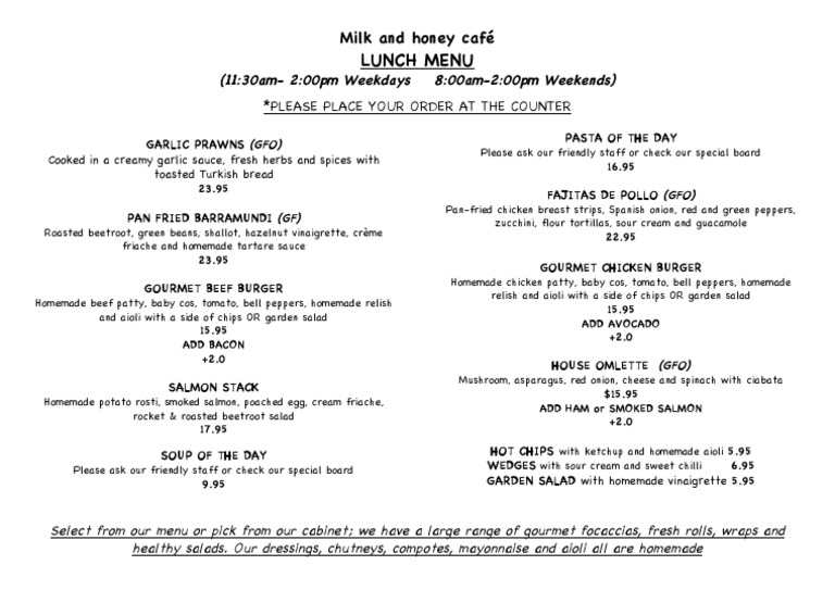 Lunch Menu A4 | PDF