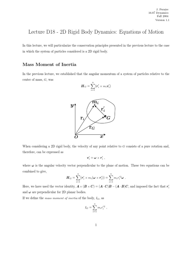 2D Rigid Body Dynamics Equations of Motion | PDF | Torque | Rotation ...